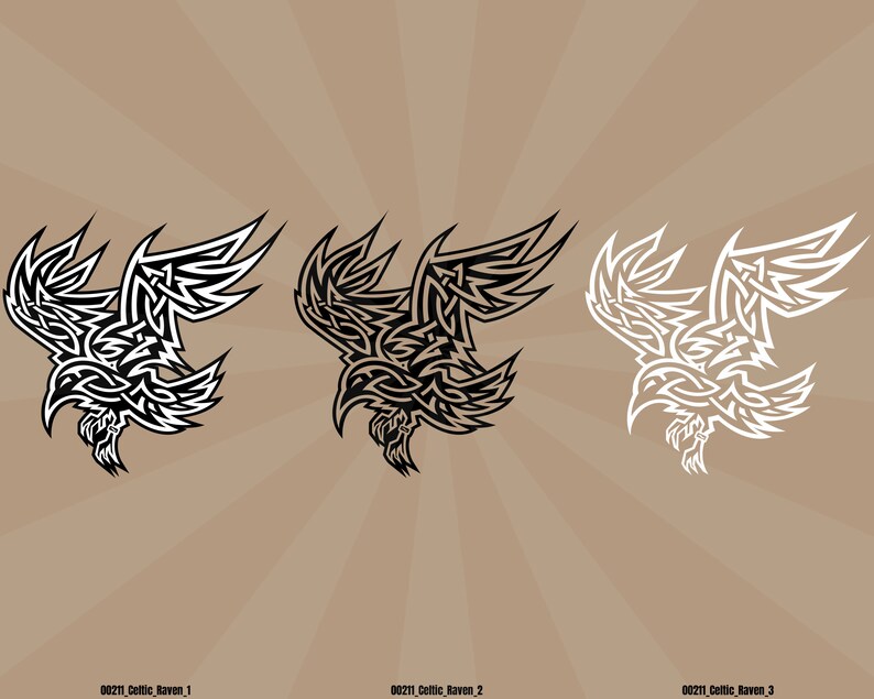 Celtic Raven Viking Tattoo Hugin Munin Logo Art .svg .png | Etsy