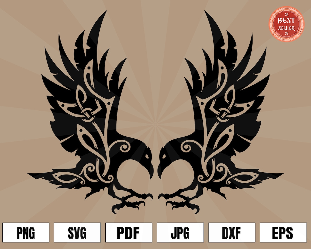 Viking Tattoo Keltischer Rabe Hugin Munin Logo Art .svg .png - Etsy.de