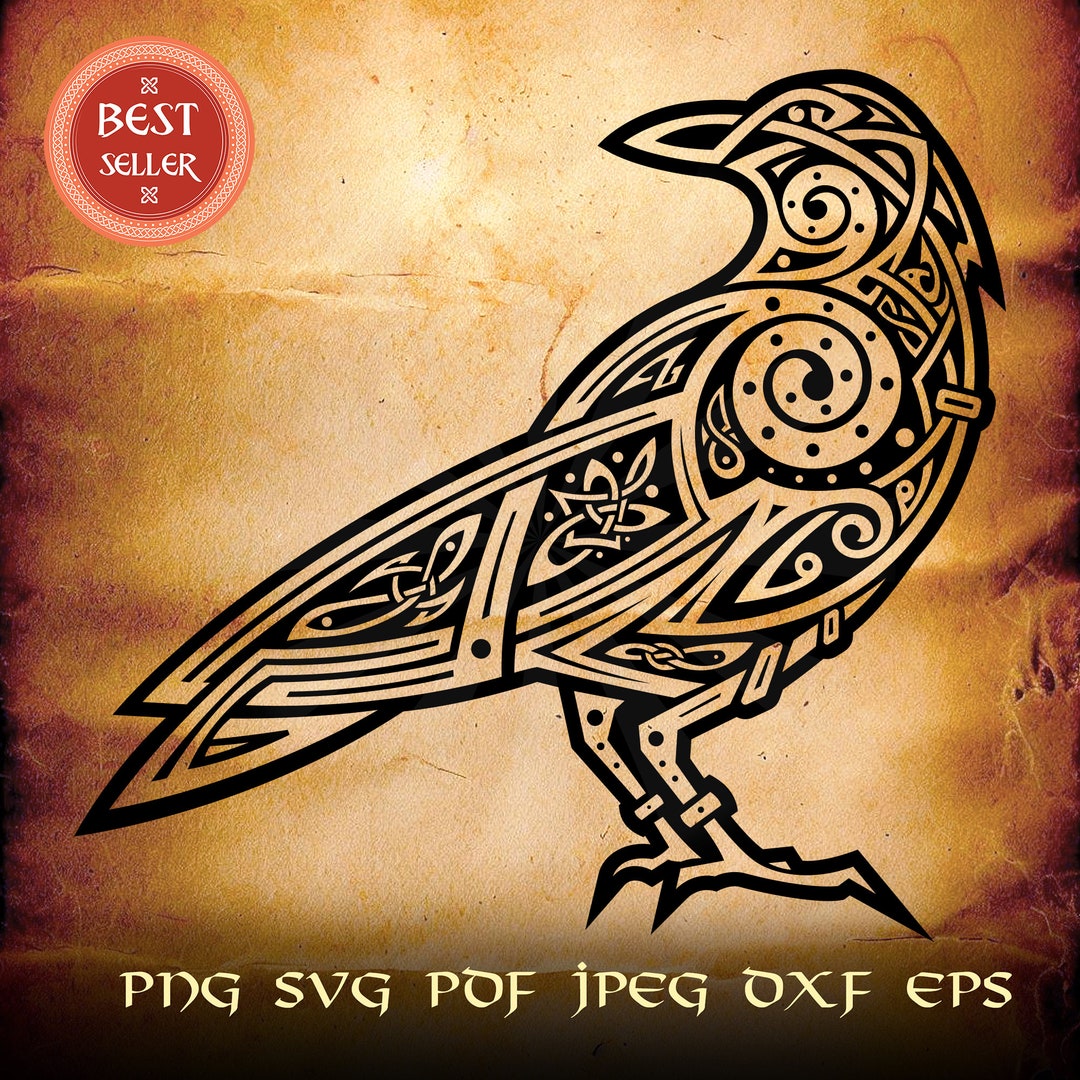 Celtic Raven Viking Tattoo Hugin Munin Logo Art .svg .png Vector for ...