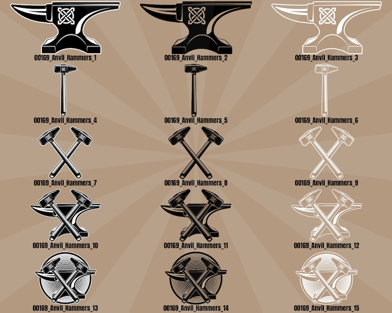 Viking Forge Anvil and Hammers Art Logo .svg .png Vector for | Etsy
