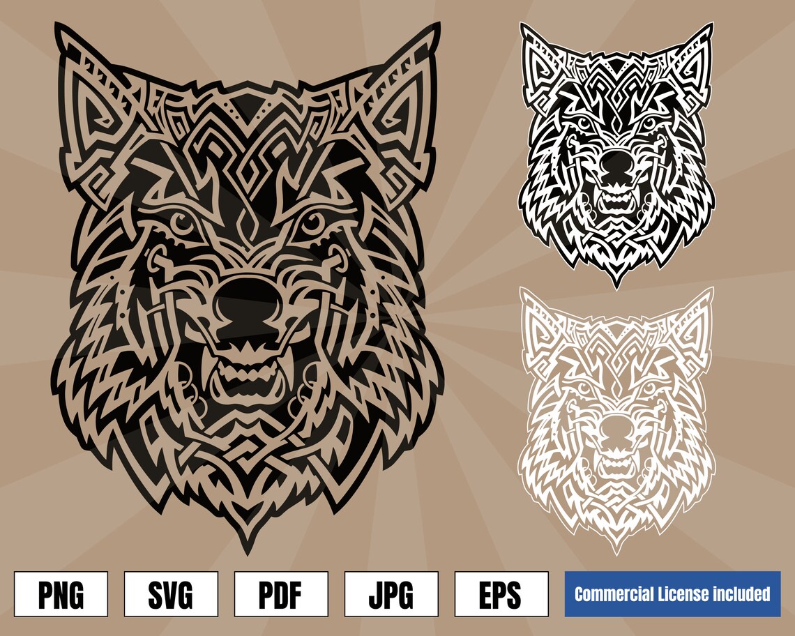 Celtic Werewolf Viking Tattoo Logo svg eps png jpeg Vector Art | Etsy