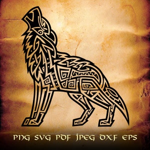 Celtic Howling Wolf Fenrir Viking Tattoo Logo Svg Eps Vector Art for ...