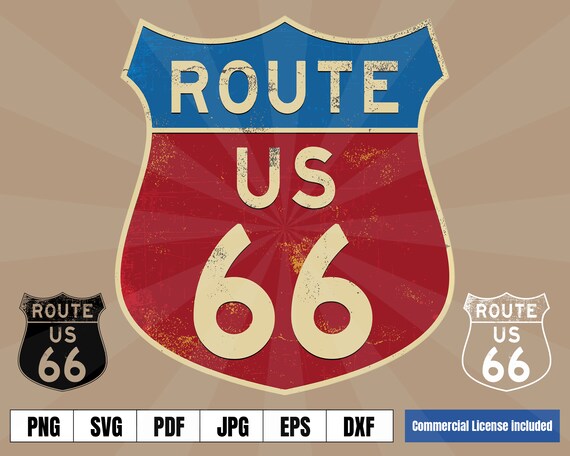 Historic Route 66 Vintage Sign .svg .eps .png . Jpeg Vector | Etsy