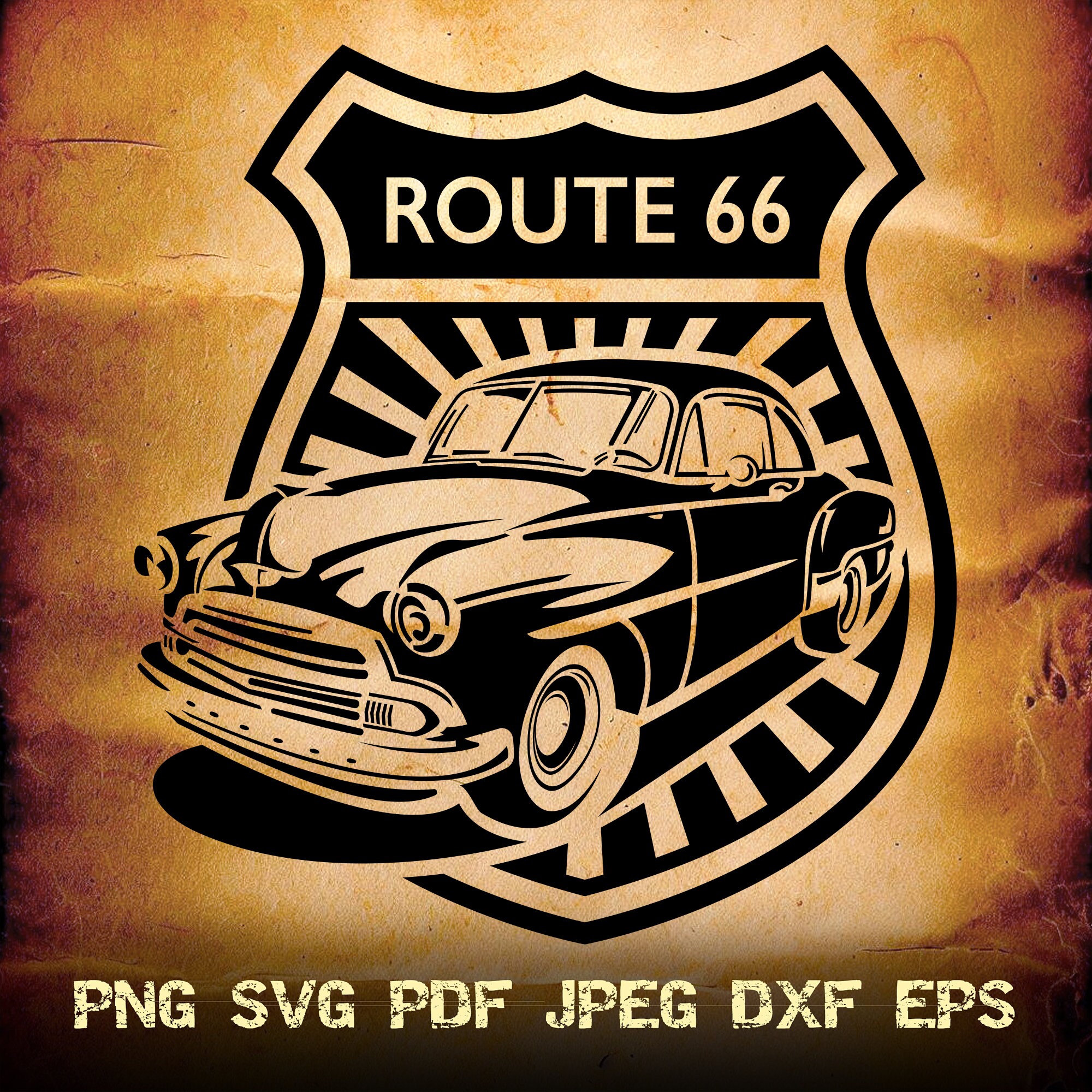 Classic American Road Trip: Celebrating Route 66 Svg Png Vector Art ...