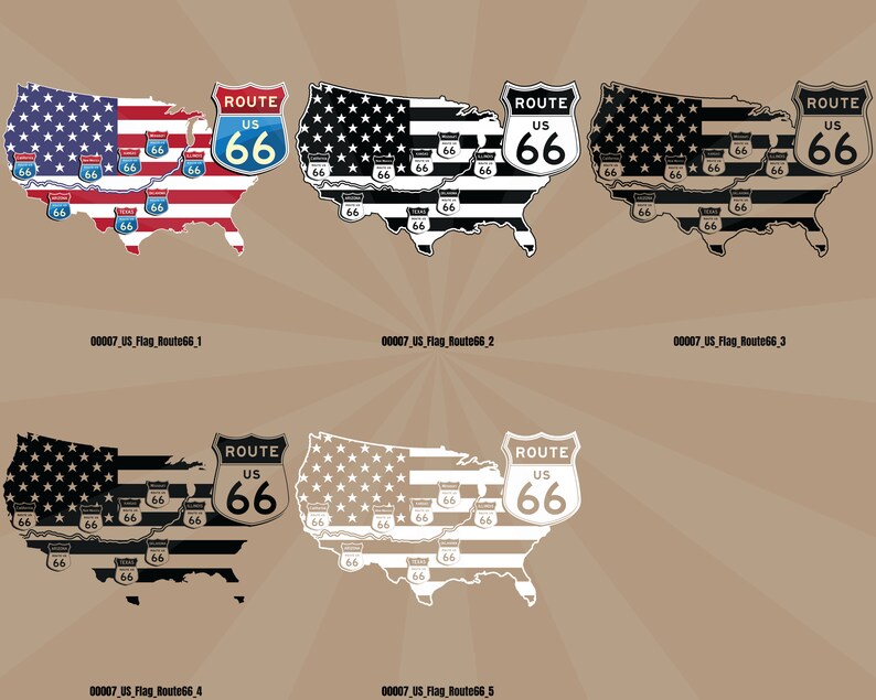 USA Flag Route 66 American Pride Road Signs USA Map Svg Png - Etsy