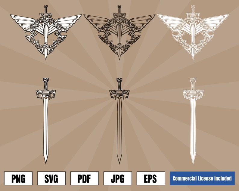 Legendary Sword Courage Symbol Badge Tattoo Art Logo .svg .png | Etsy