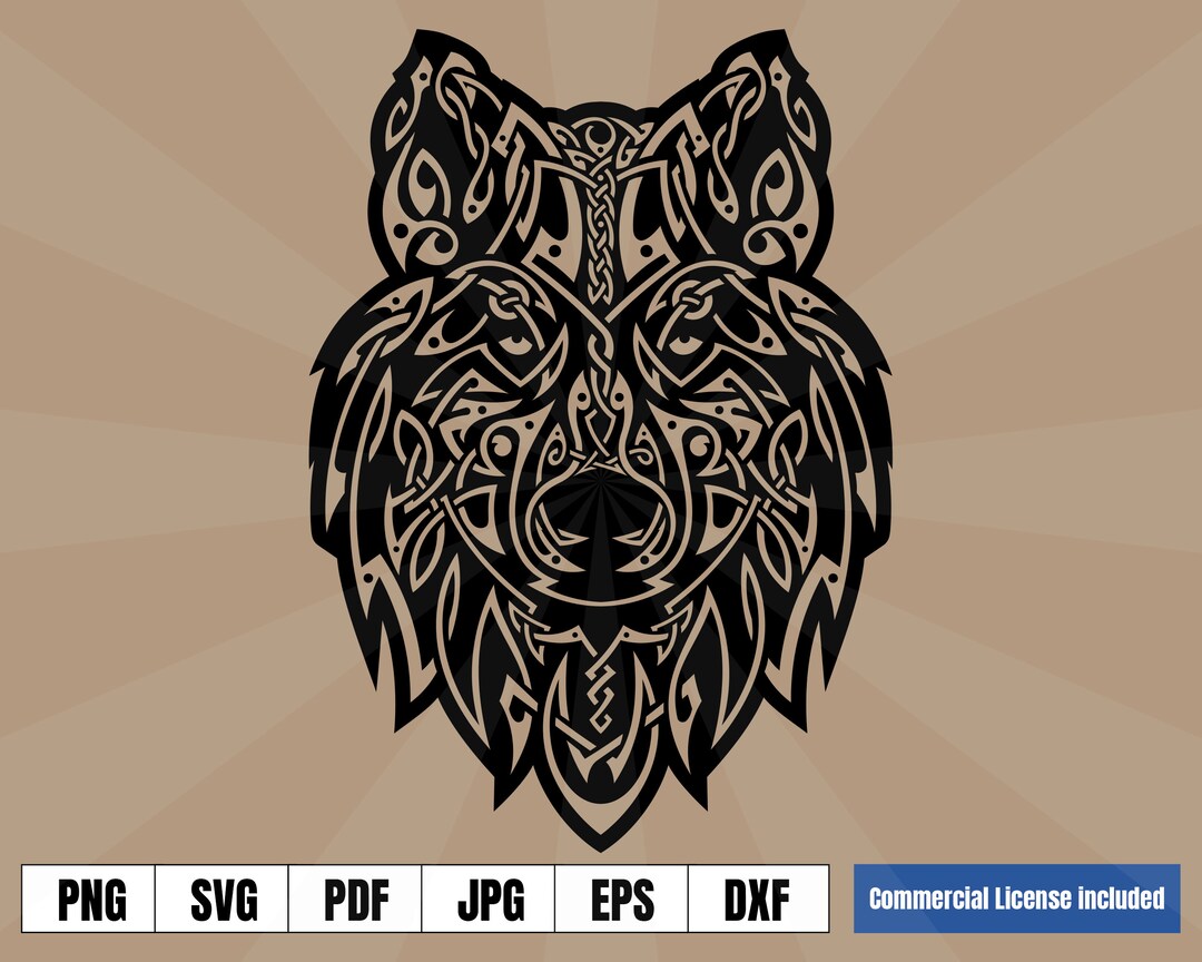 Celtic Wolf Fenrir Viking Art Logo .svg .png Vector for Digital ...