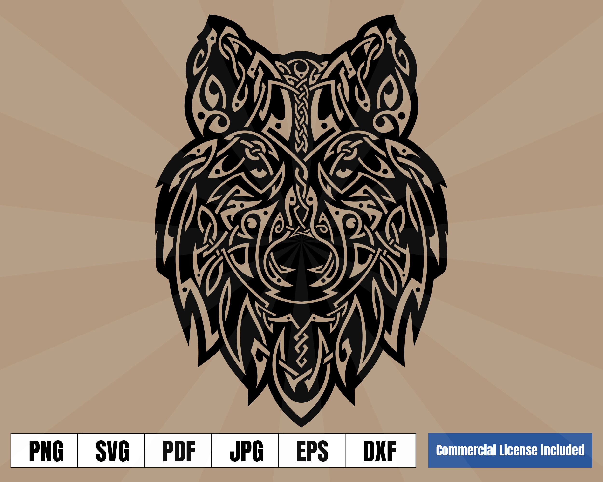 Celtic Wolf Fenrir Viking Art Logo .svg .png Vector for - Etsy