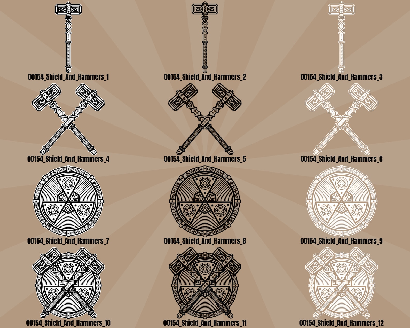 Viking Shield Hammers Coat of Arms Norse Art Logo .svg .png | Etsy