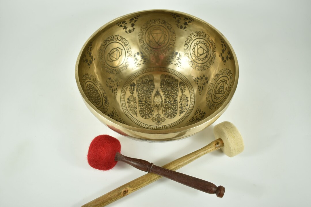 Singing Bowl Engraving Buddha's Footprints 2382 Gr. 29 Cm Cymbal Bowl ...
