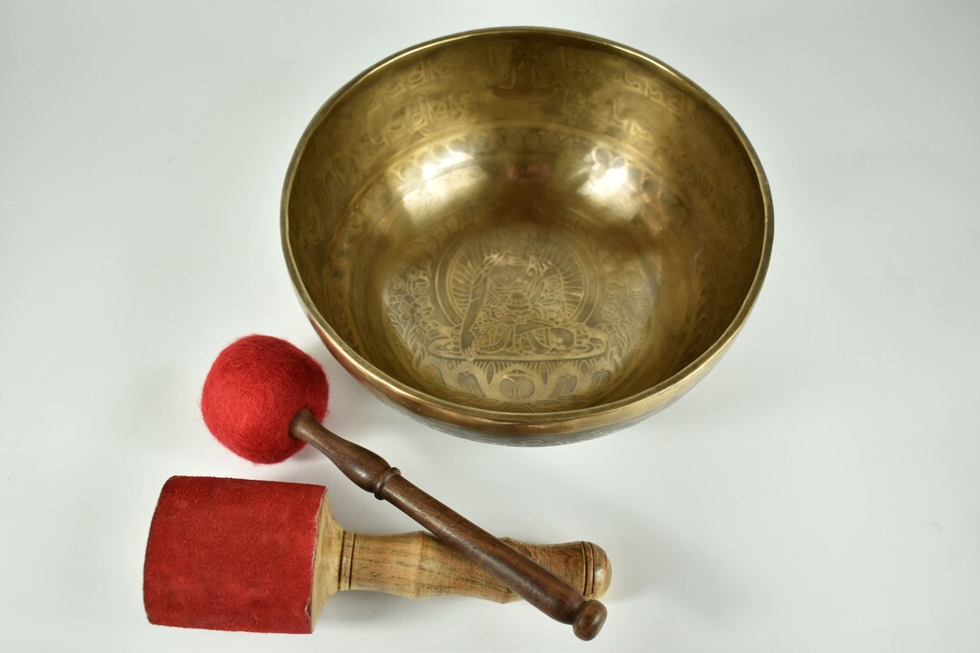 Singing Bowl Engraving - Buddha - 2083 Gr. 27 Cm - Cymbal - for ...