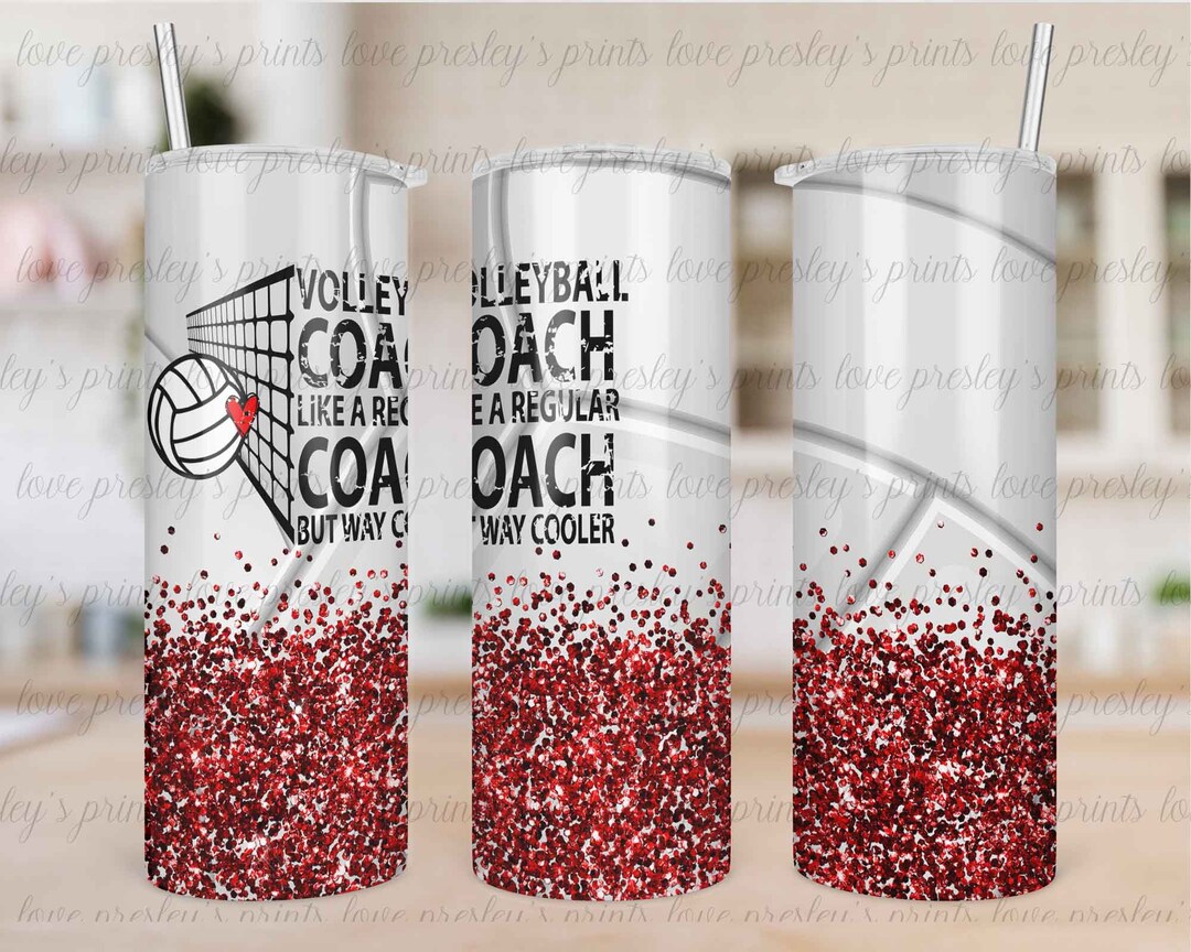Red Volleyball Coach Tumbler Sublimation, Volleyball Tumbler Template ...