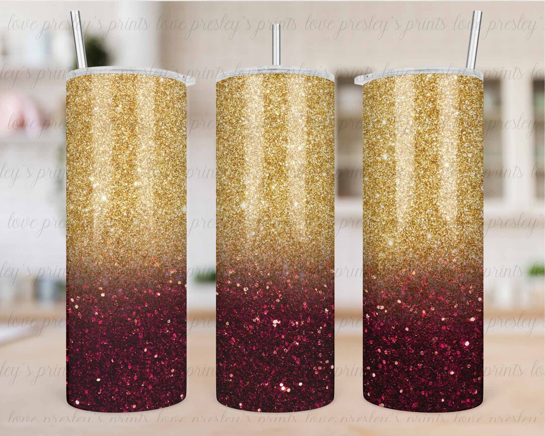 Maroon and Gold Glitter Ombre, Sublimation Tumbler Template - Etsy