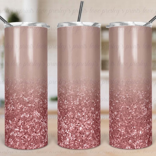 Blush to Rose Gold Ombre Digital Sublimation Tumbler Template | Etsy