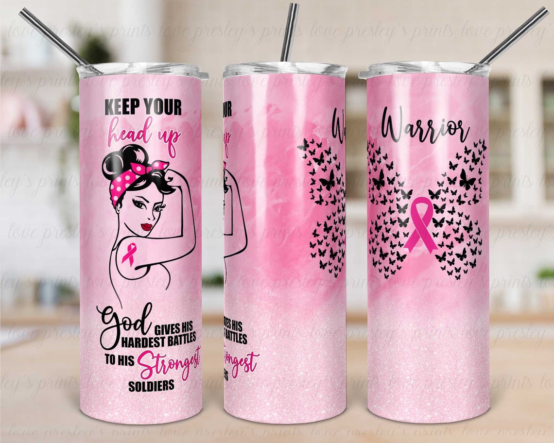 Breast Cancer Tumbler, Skinny (20oz) Tumbler Template, Sublimation ...