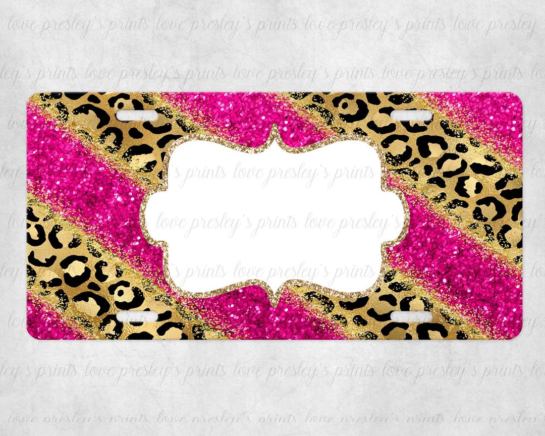 Monogram Leopard Hot Pink License Plate Design, Sublimation License ...