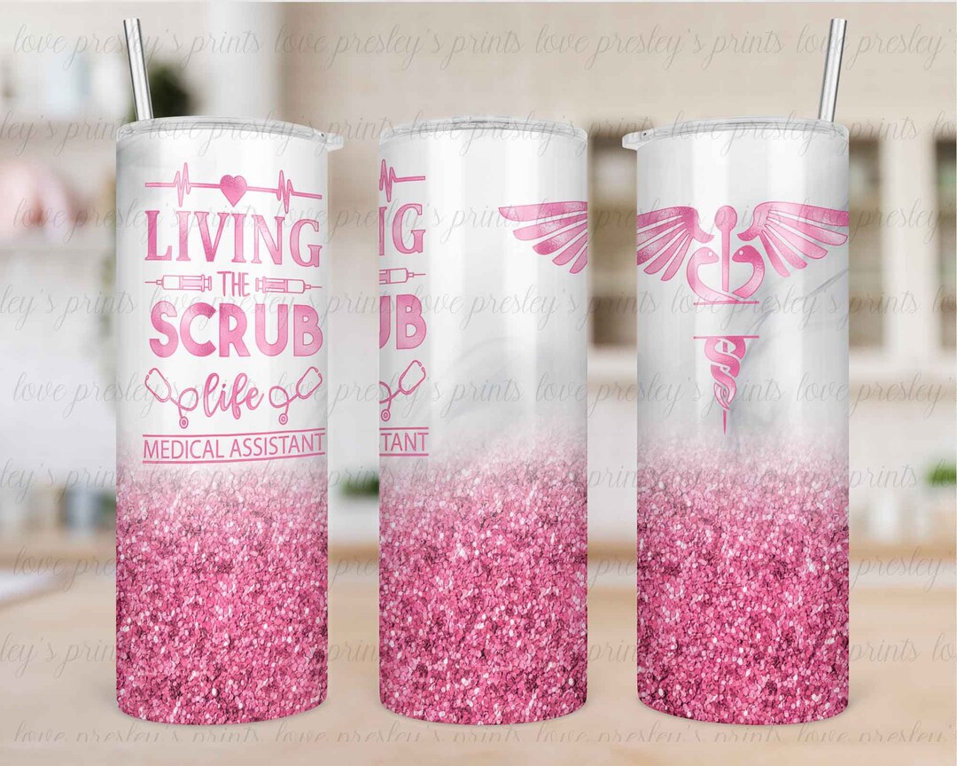 Pink Medical Assistant Marble Glitter Sublimation Tumbler Template - Etsy