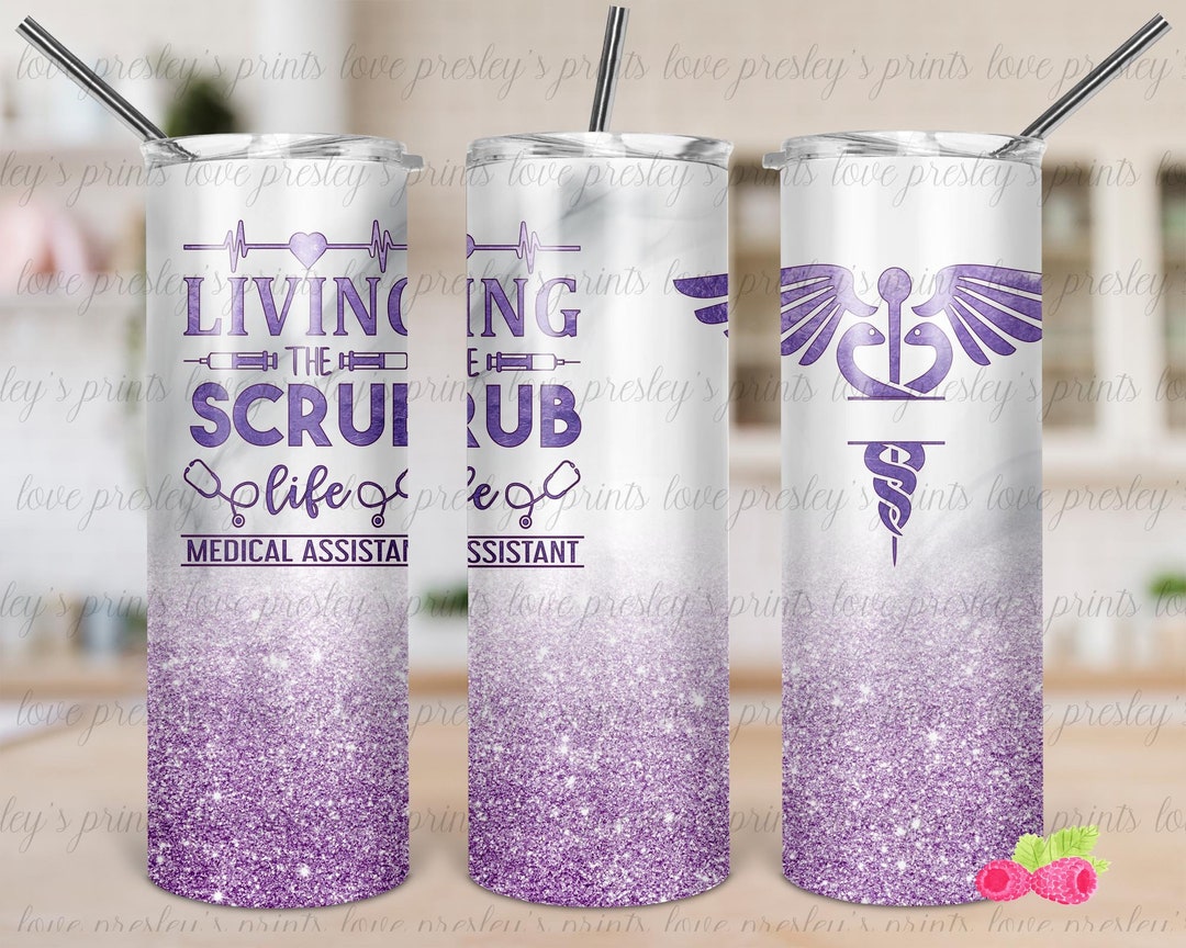 SEAMLESS Purple Medical Assistant Marble Glitter Ombre Sublimation ...