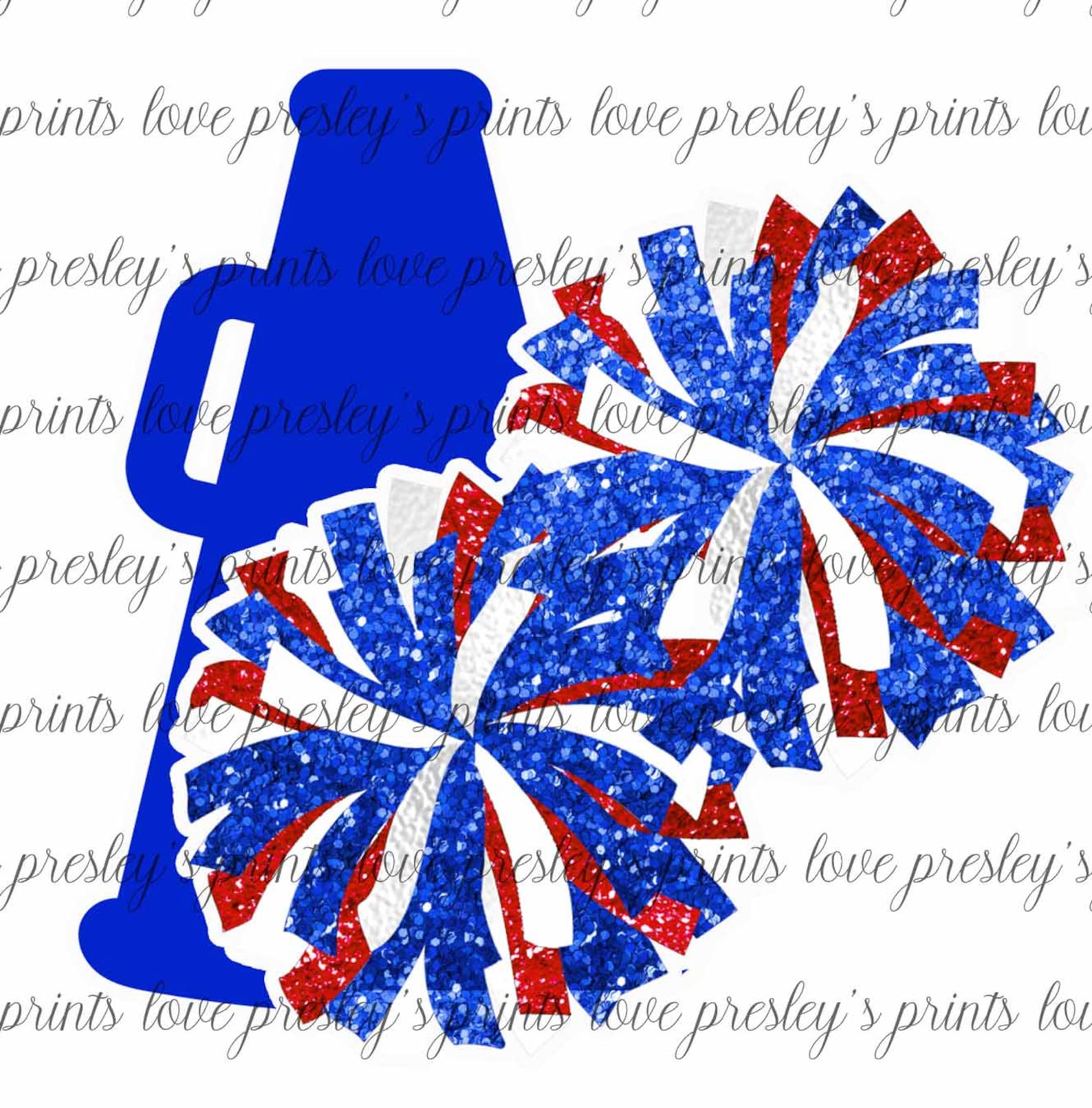 Red Blue Cheer PNG Pom Poms Megaphone png cheer sublimation | Etsy