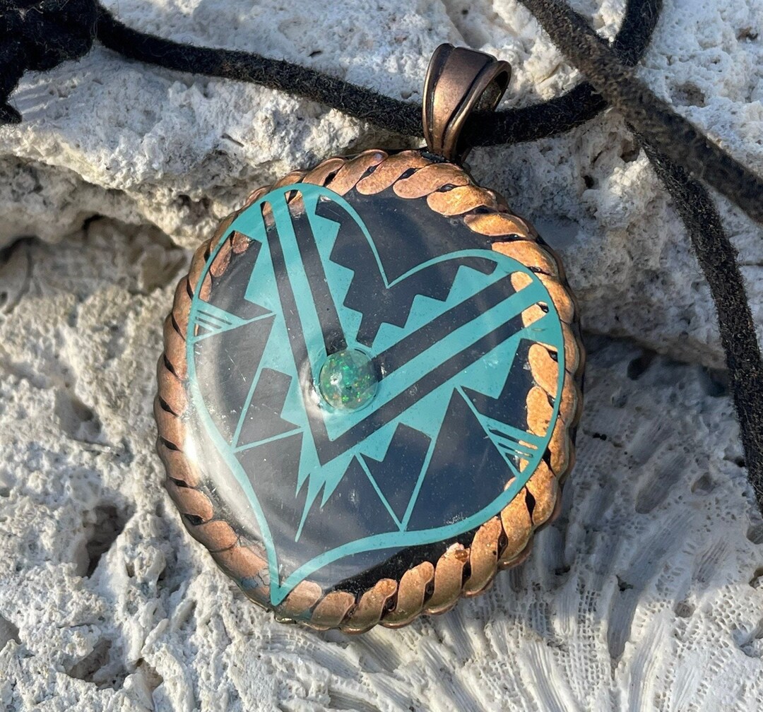 Aztec Heart Pendant Pendant Orgonite® Pendant shungite Pendant-orgone ...