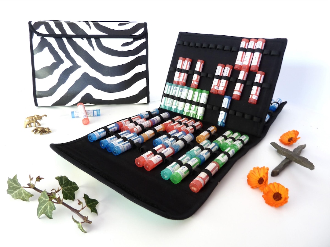 "zebra" Homeopathy Pouch. Storage for 15 to 200 Boiron Tubes. Handmade ...