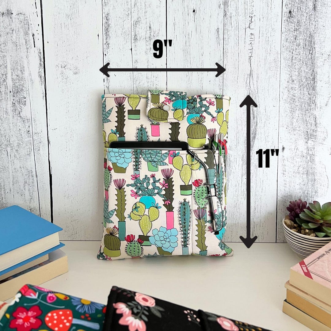 Padded Cotton Book Sleeve With Pocket and Button Closure - Etsy