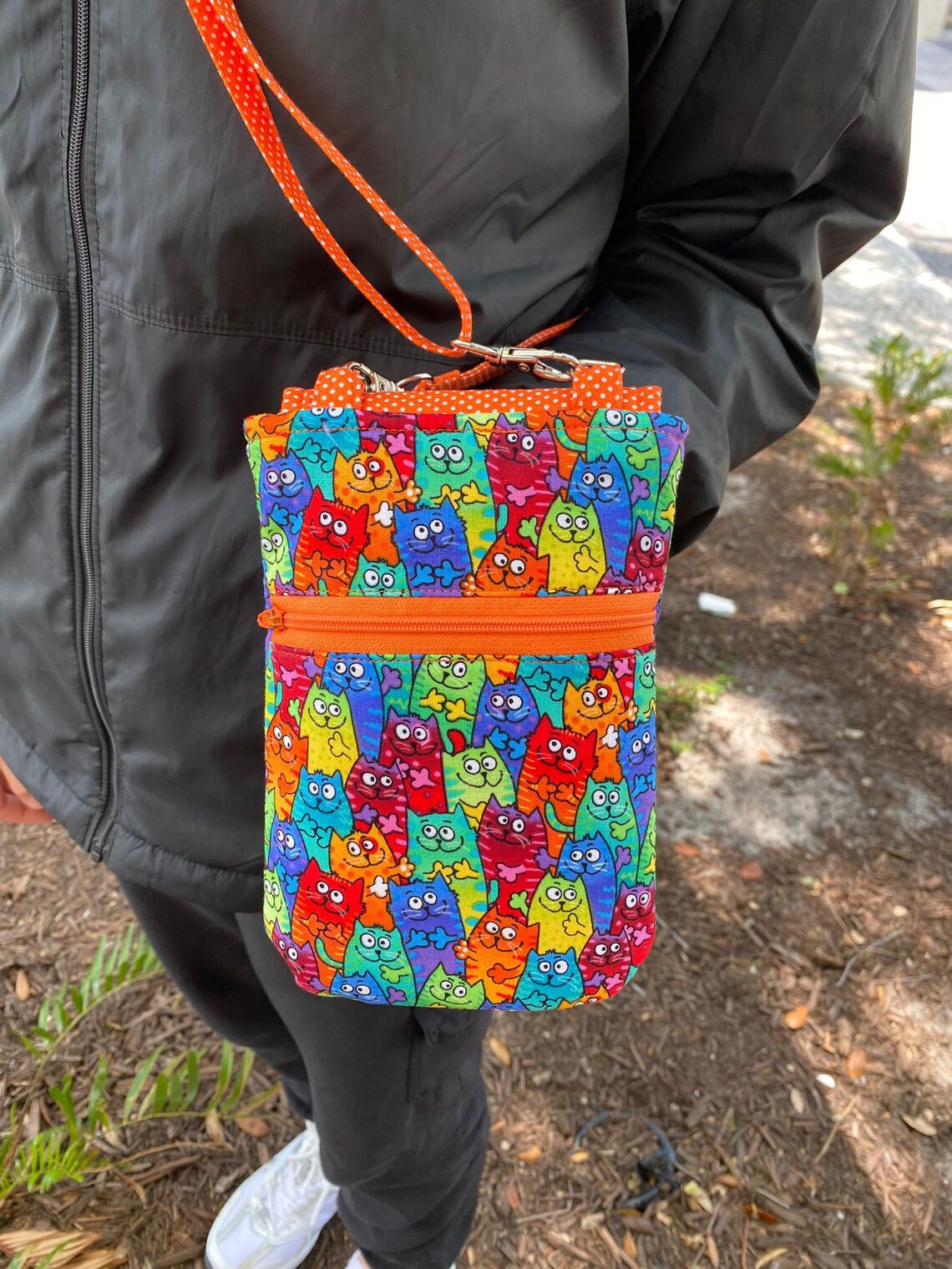 Cotton Fabric Crossbody Cell Phone Bag With Key Ring - Etsy