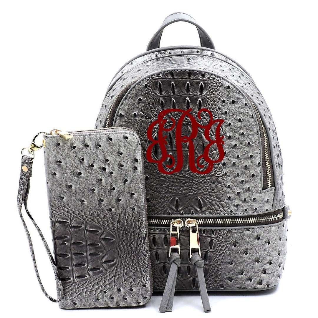 Monogrammed Ostrich Croc 2-in-1 Backpack| Fashion Backpack and Wallet ...