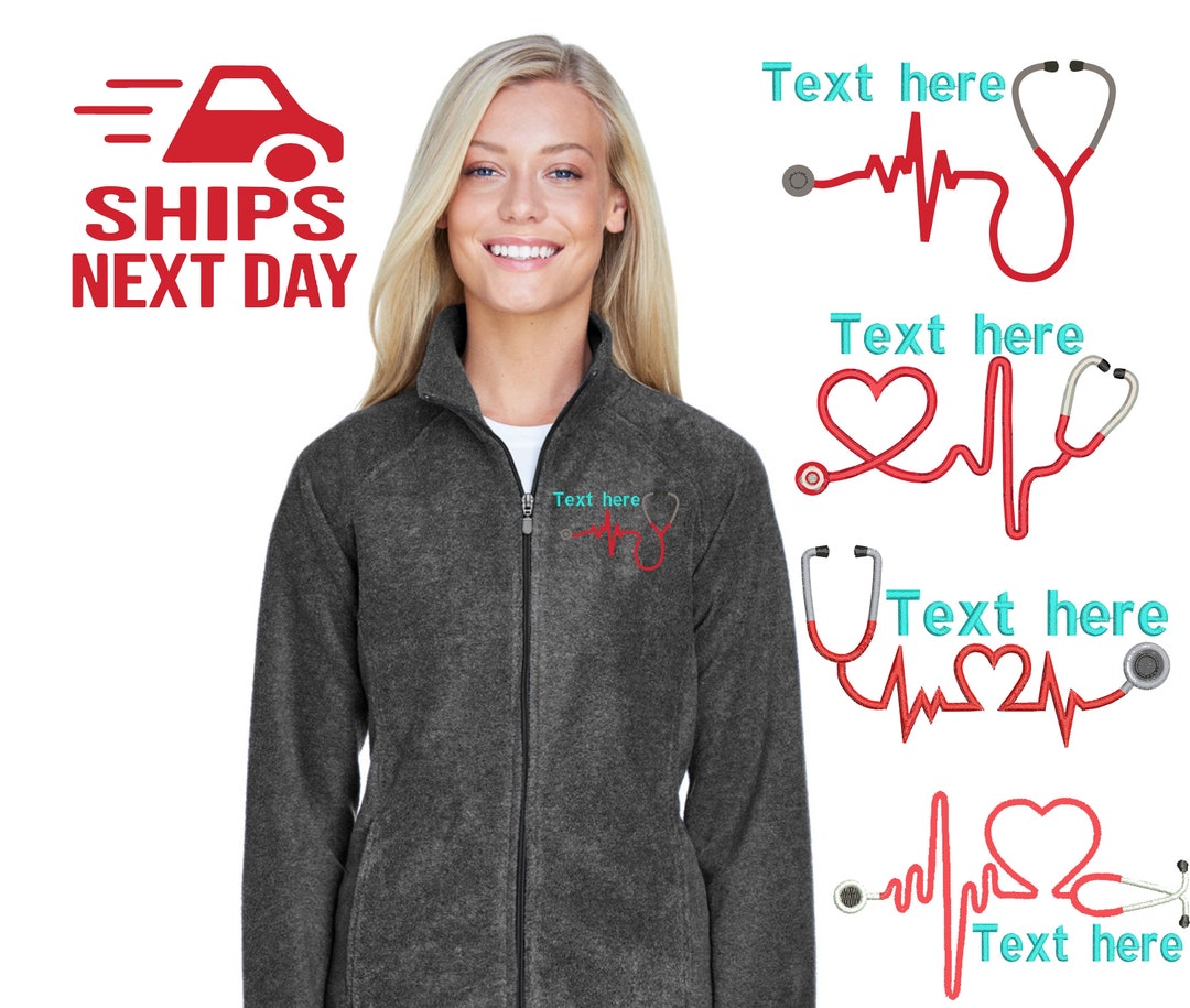 Monogrammed Nurse Fleece Jacket: Stethoscope Full Zip, Gifts for Her - Etsy