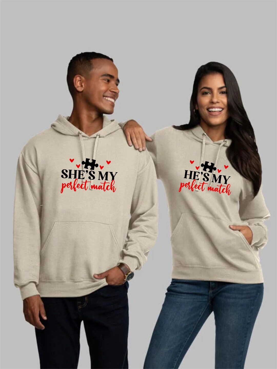 Matching Couple HOODIE | He, She is My Perfect Match Couple HOODIE ...