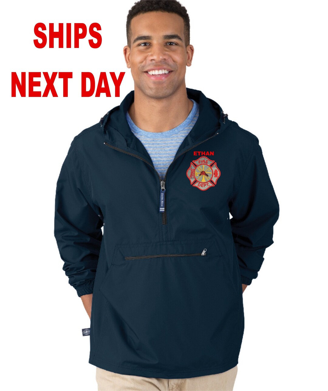 FIRE FIGHTER Charles River Rain Pullover | FIREMAN Pack and Go Jackets ...