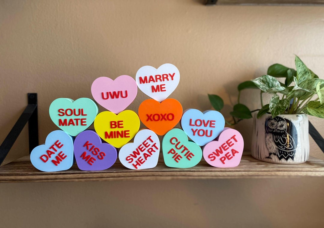 3D Printed Conversation Hearts: Custom Valentine's Day Decor - Etsy
