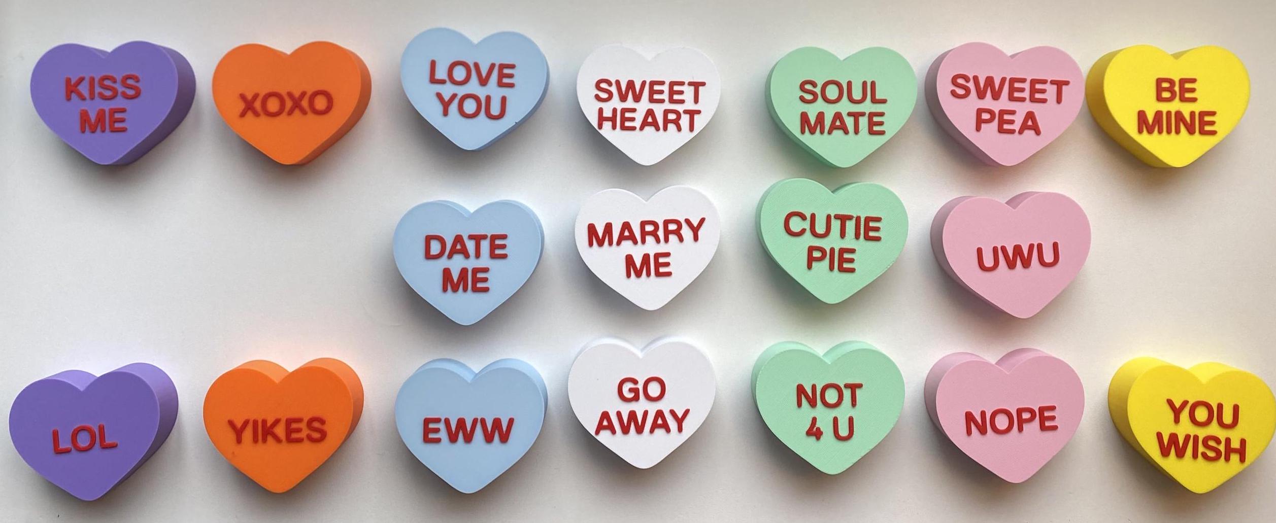 3D Printed Conversation Hearts: Custom Valentine's Day Decor - Etsy