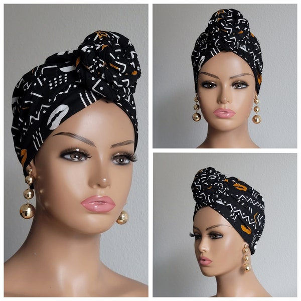 African Print Pre Tied Satin Lined Turbans Etsy