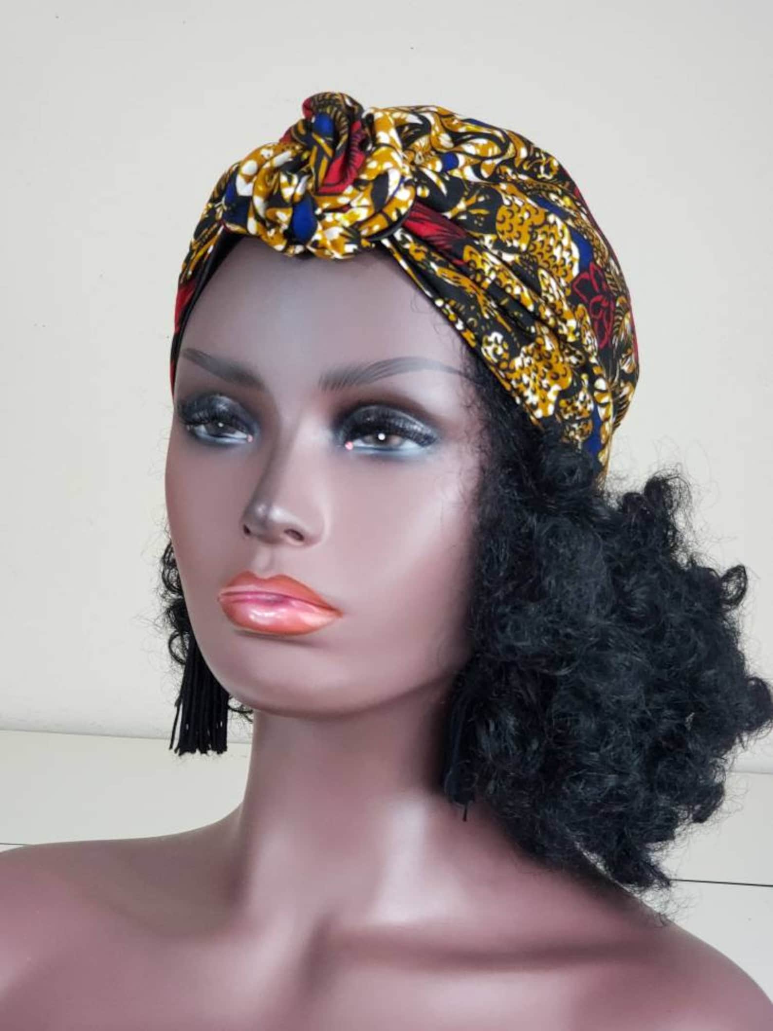 Satin Lined Turban Pre Tied African Print Turban Satin Etsy