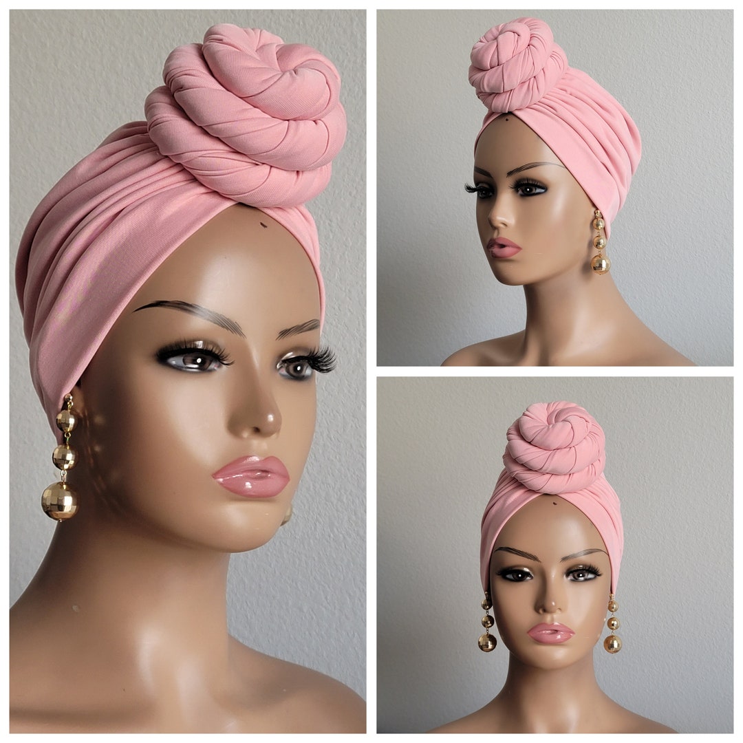 Blue Pre-tied Headwraps for Women Pre-tied Turban for Women Jersey ...