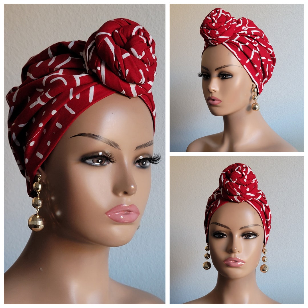 Satin Lined Turban Pre-tied African Print Turban Ankara Headwrap Pre ...