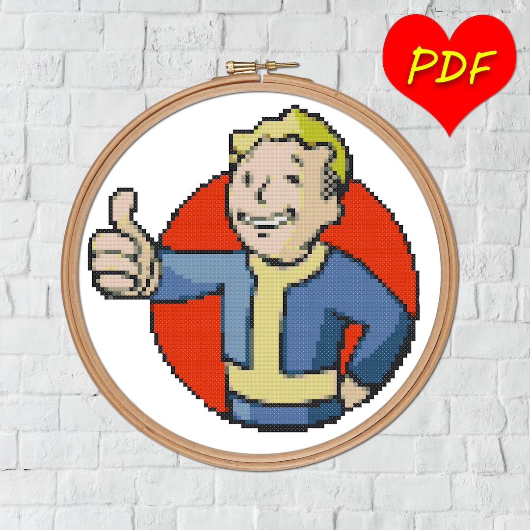 Patrón de punto de cruz de Fallout Vault Boy - Etsy España