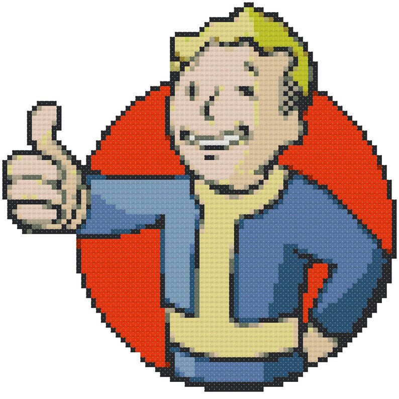 Fallout Vault Boy Cross Stitch Pattern - Etsy UK