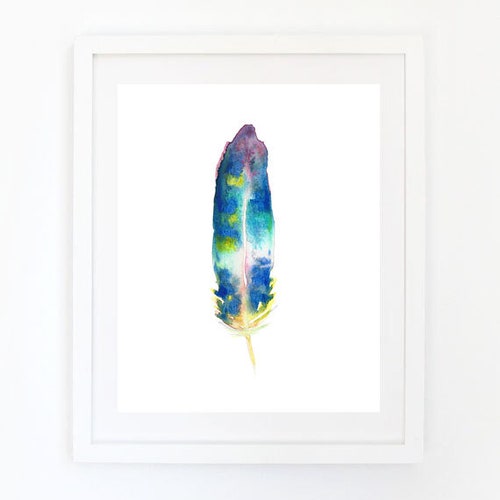 Watercolor Feather Art Print - Etsy
