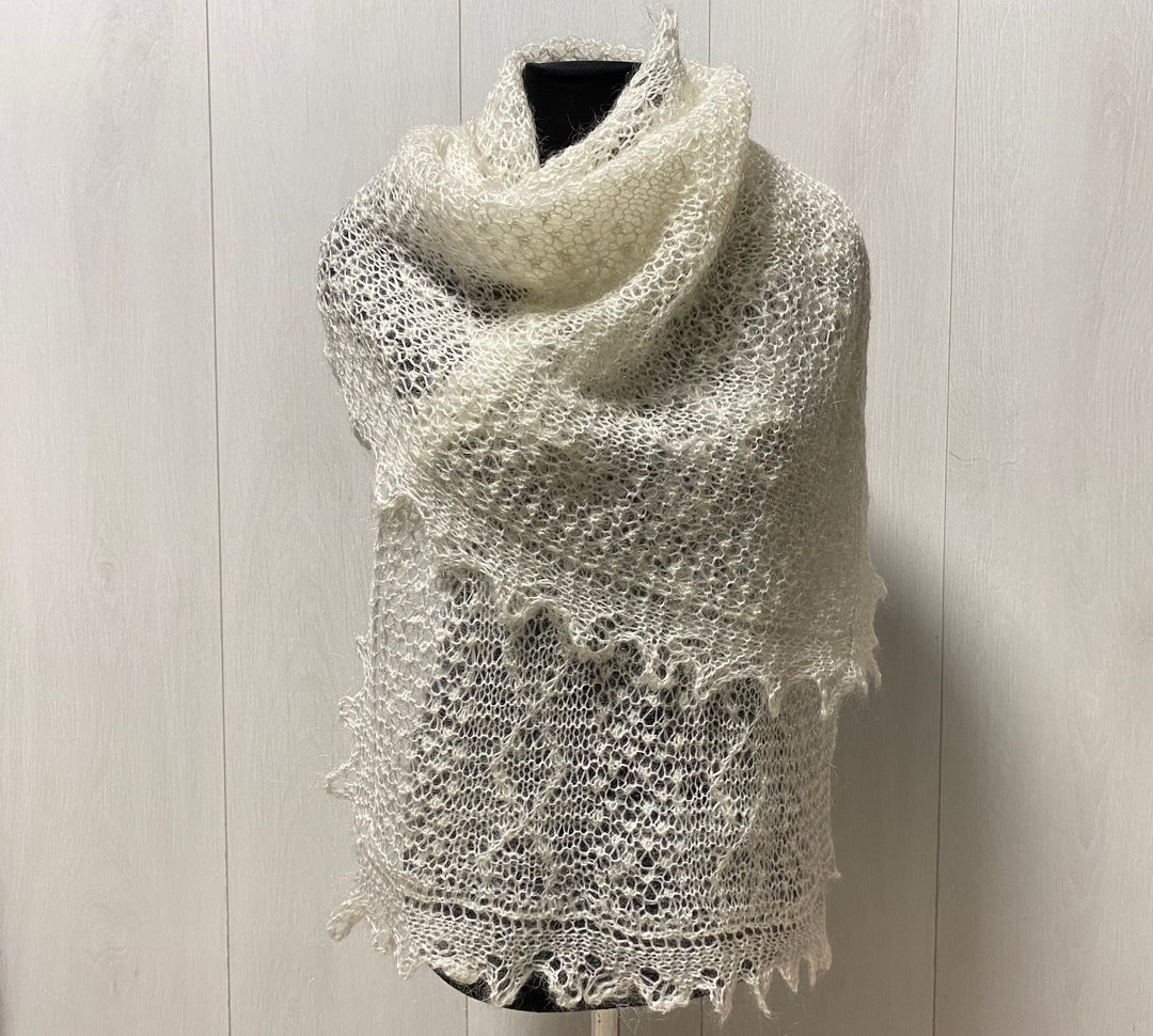 Orenburg Shawl, Babushka Scarf, Slavic Head Scarf, Hand Knitted Goat ...