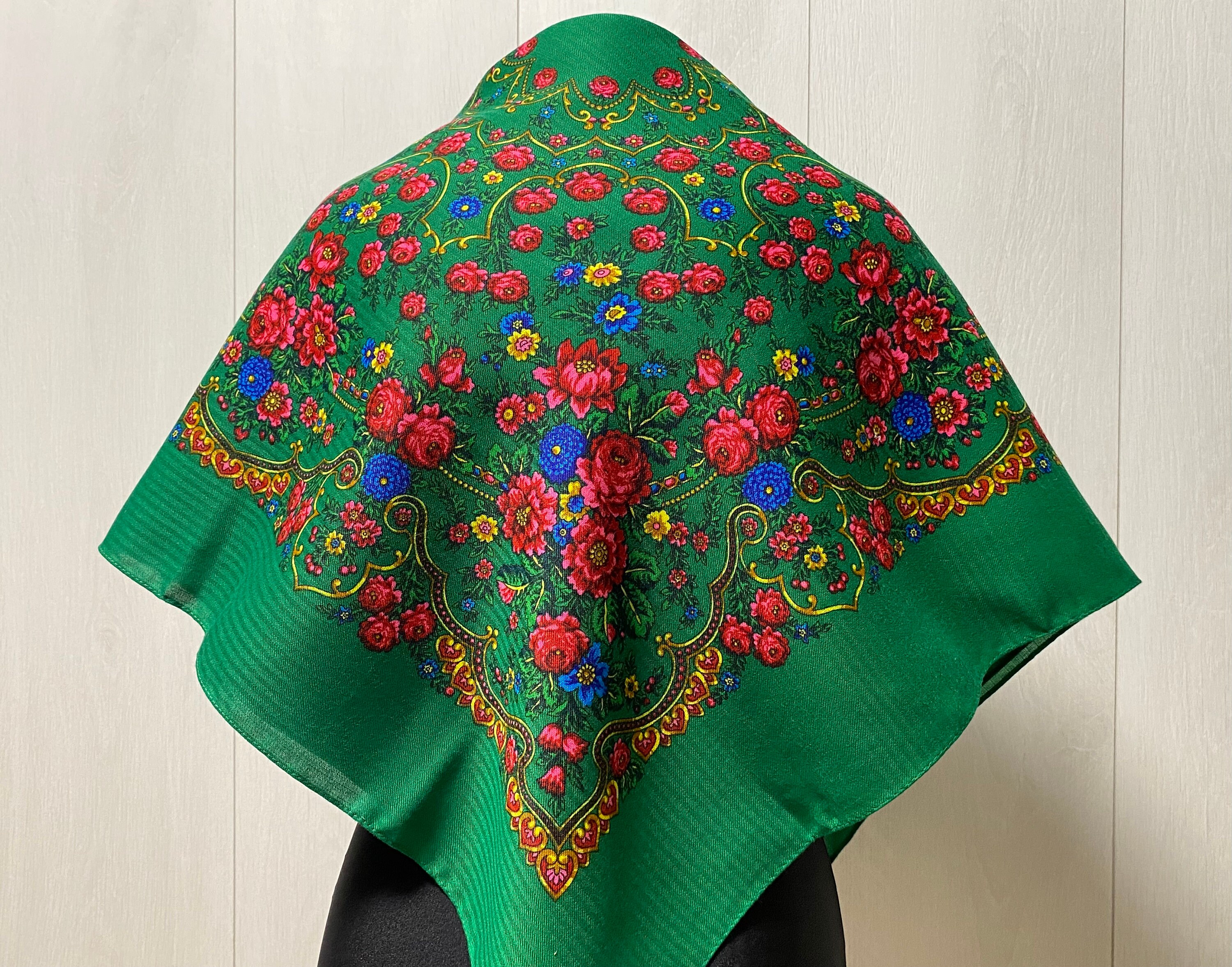 Ukrainian Kokum Scarf, Babushka Piano Boho Shawl, Slavic Square Head ...