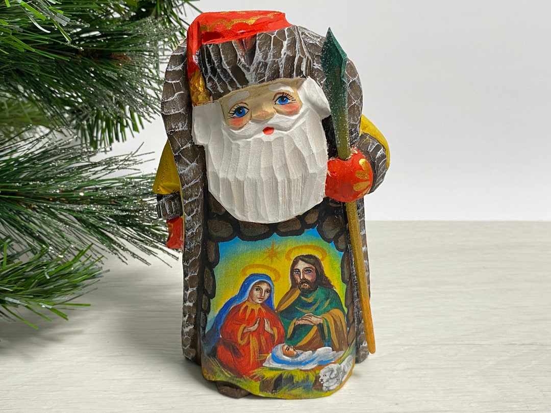 Wooden Santa Claus Figurine Hand Carved Santa Figure - Etsy