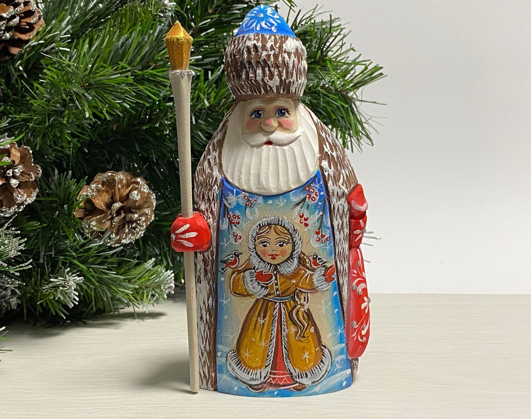 Wooden Santa Claus Figurine, Hand Carved Santa Figure, Wood Carving ...