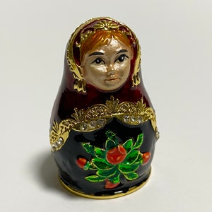 Collectible Thimble, Enameled Metal Thimble With Swarovski Crystals ...