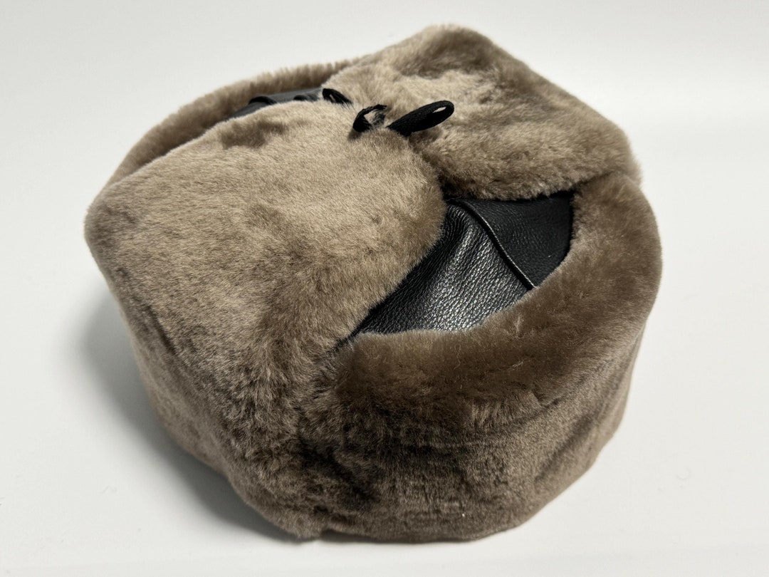 Ushanka Ear Flap Hat, Winter Trapper Hat With Ears, Sheepskin Fur ...