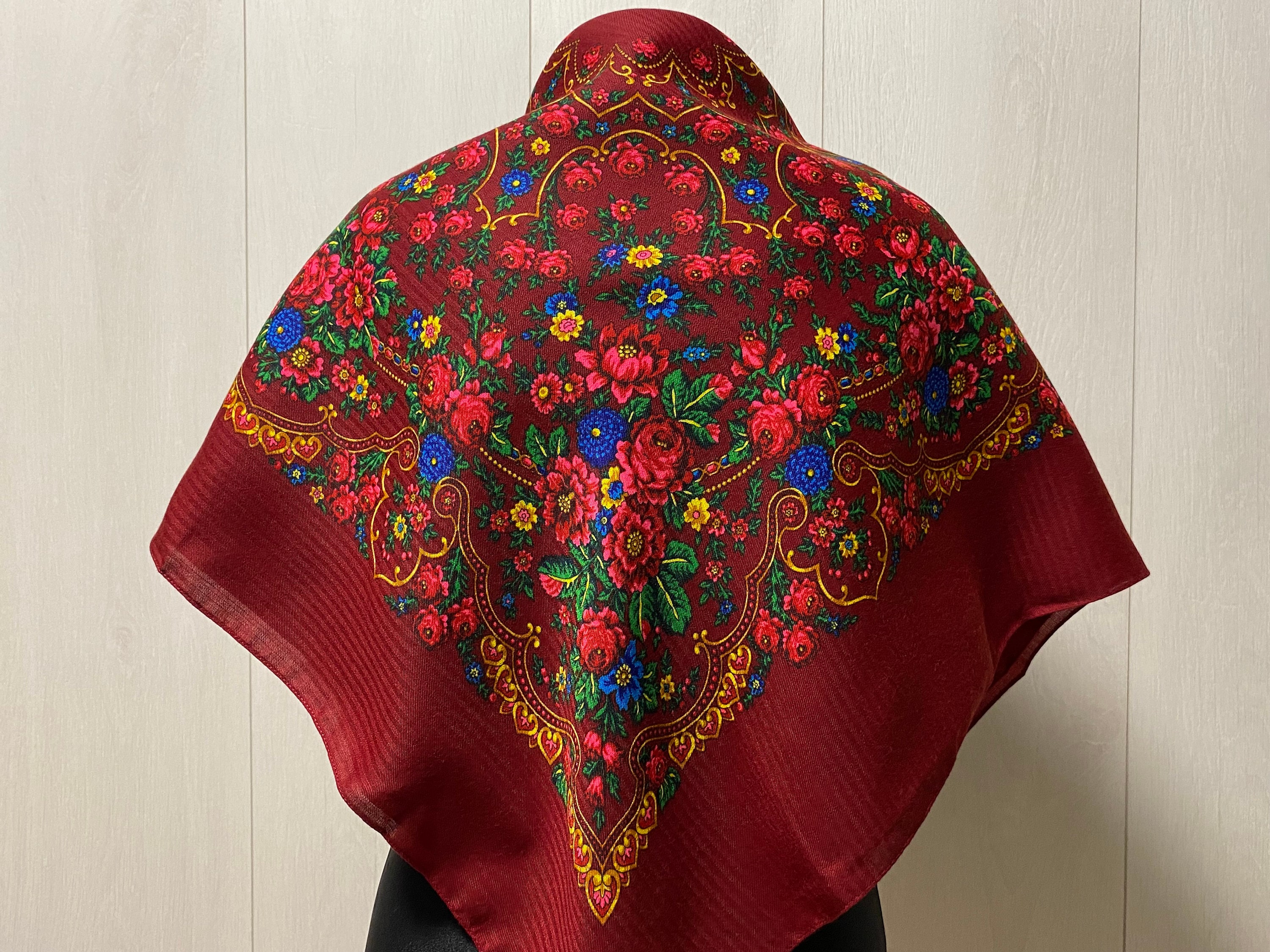 Ukrainian Kokum Scarf, Babushka Piano Boho Shawl, Slavic Square Head ...