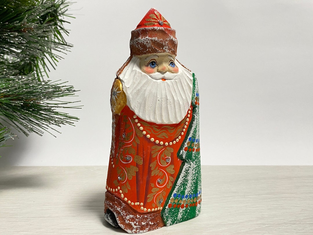 Wooden Santa Claus Figurine, Hand Carved Santa Figure, Ukrainian ...