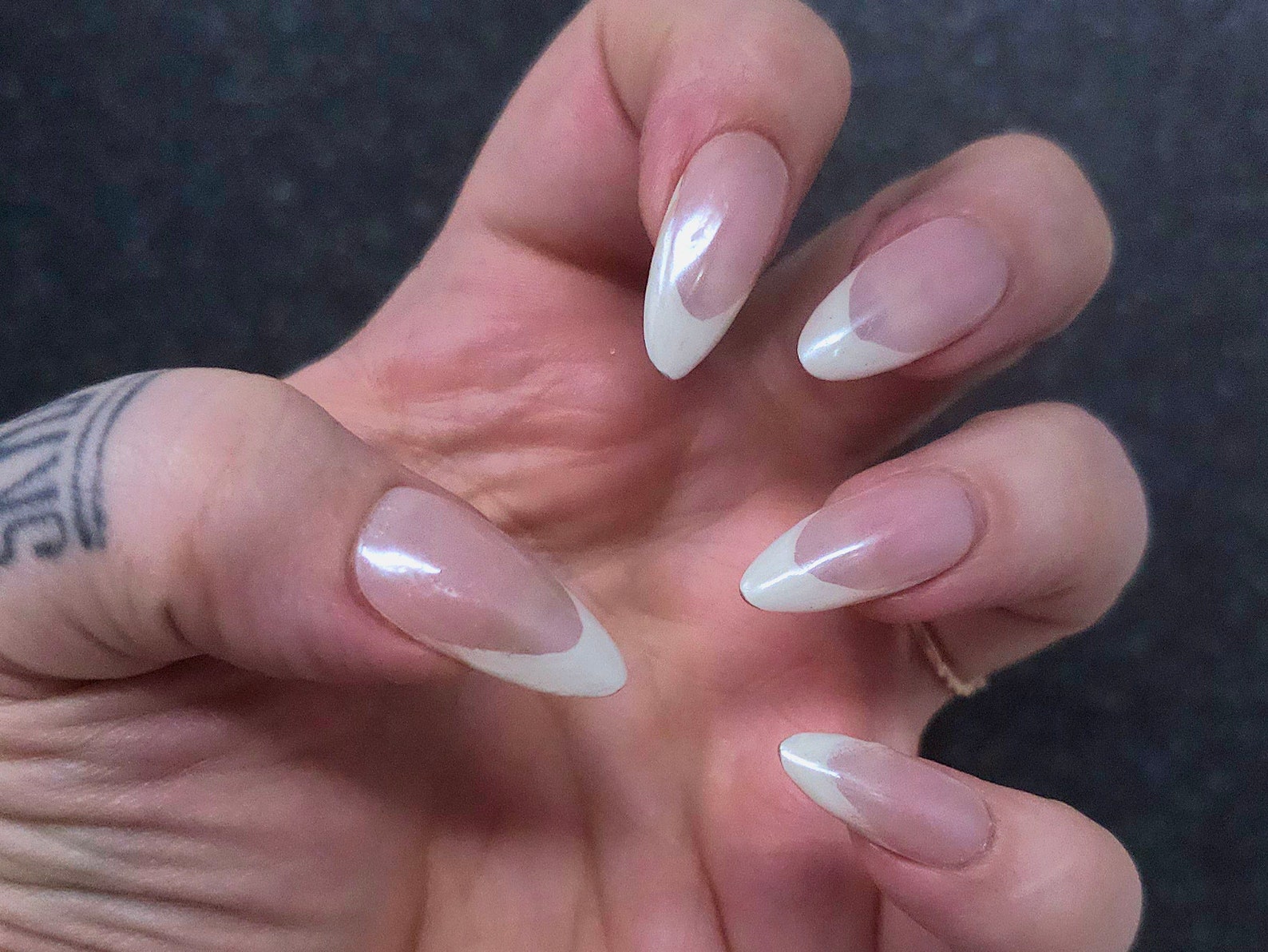 French Tip Print Press Ons With Chrome, Custom Long Press on Nails ...