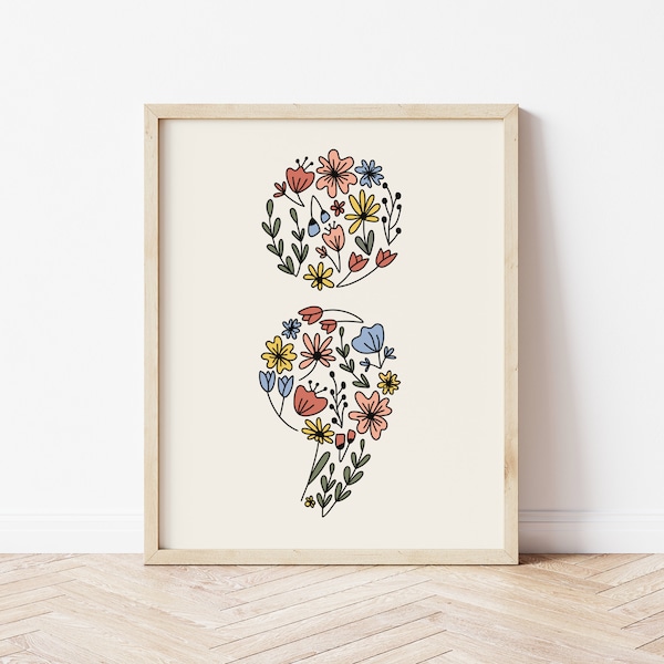 Semicolon Wall Art - Etsy